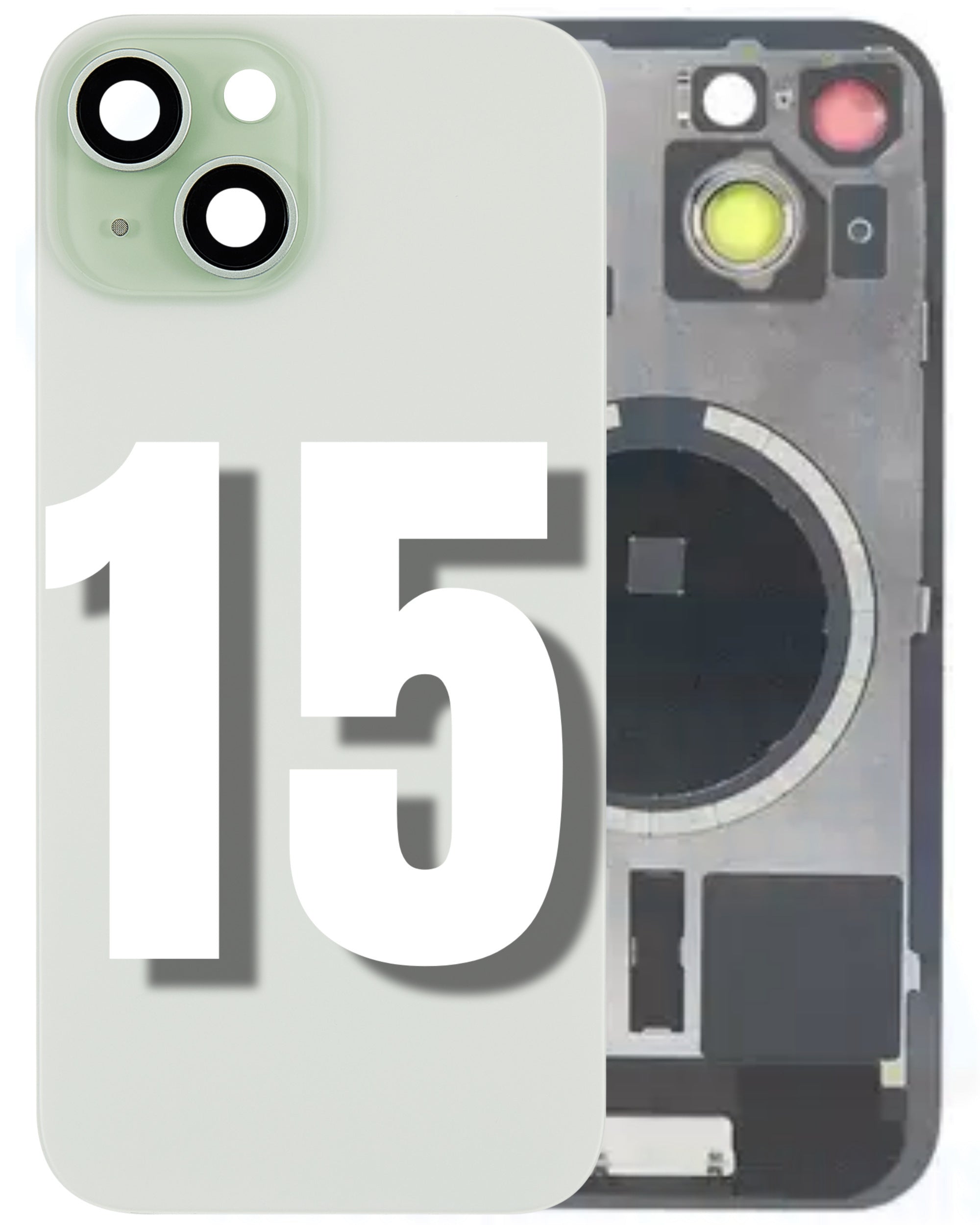 For iPhone 15 Back Glass Replacement with Pre-Installed MagSafe Magnet