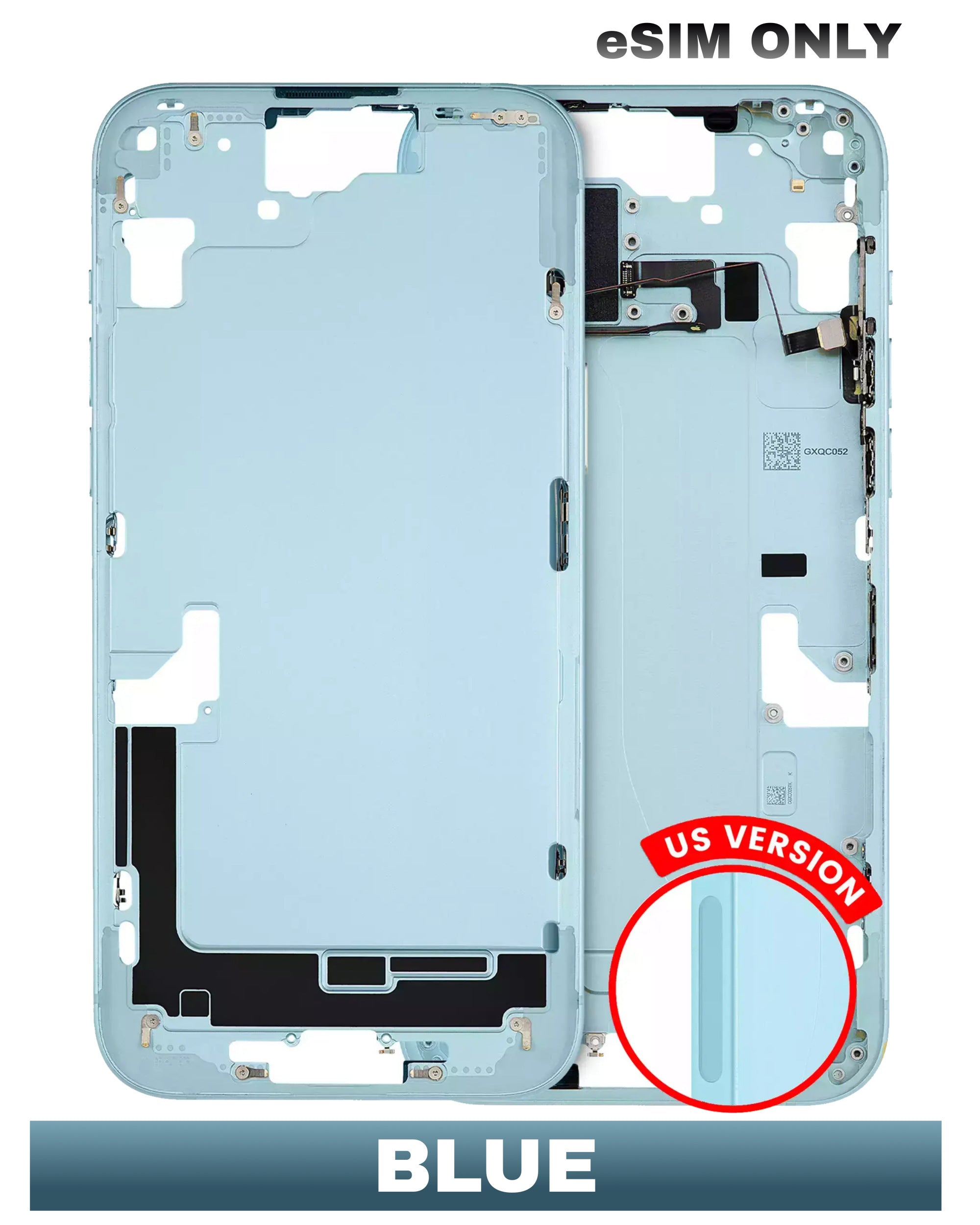 For iPhone 15 Plus Mid-Frame Housing Replacement / US Version (No Smal